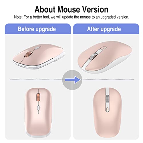 cimetech Wireless Keyboard and Mouse Combo, Compact Full Size Wireless Keyboard and Mouse Set Less Noise Keys 2.4G Ultra-Thin Sleek Design for Windows, Computer, PC, Notebook, Laptop - Bright Pink