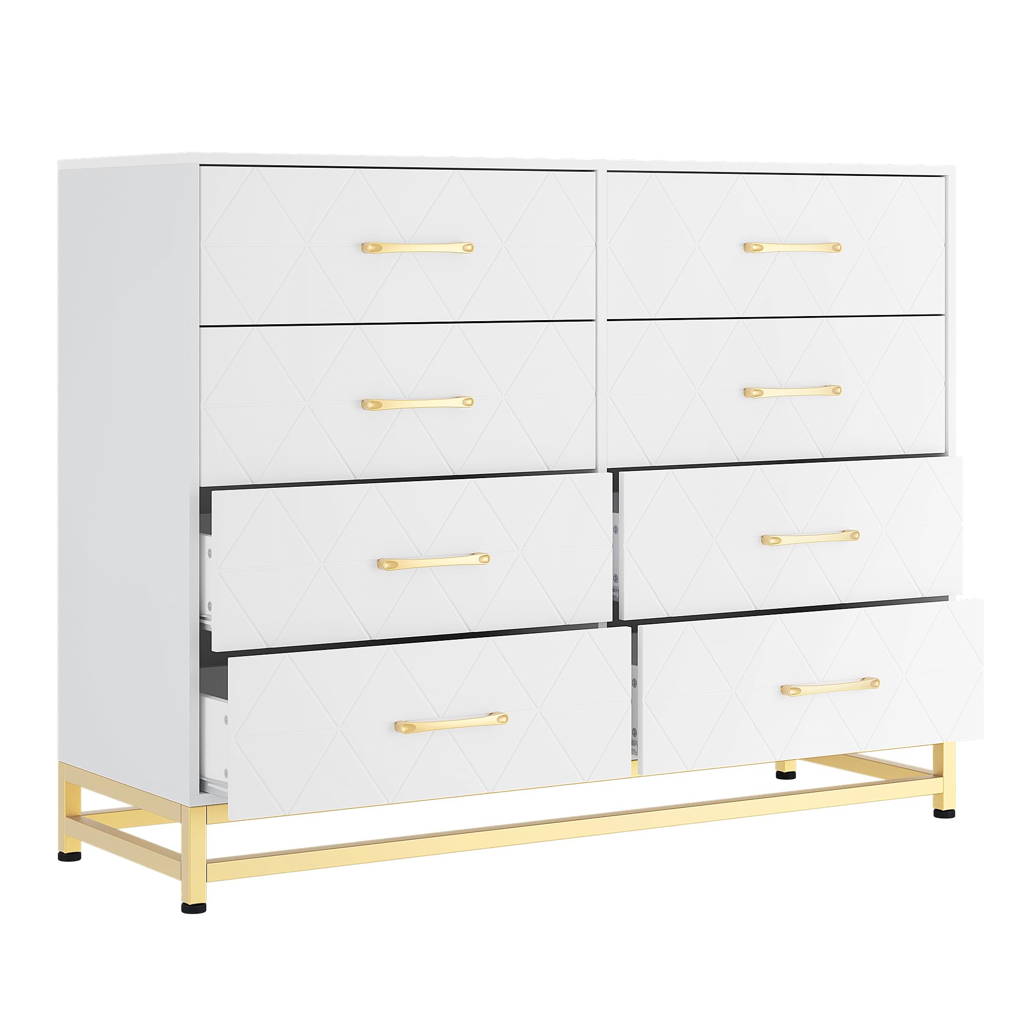GarveeHome 8 Drawers Dresser for Bedroom, Wide Wood Rustic Chest of Drawers, Vintage Design, Storage Dressers Organizer for Bedroom, Living Room, Hallway