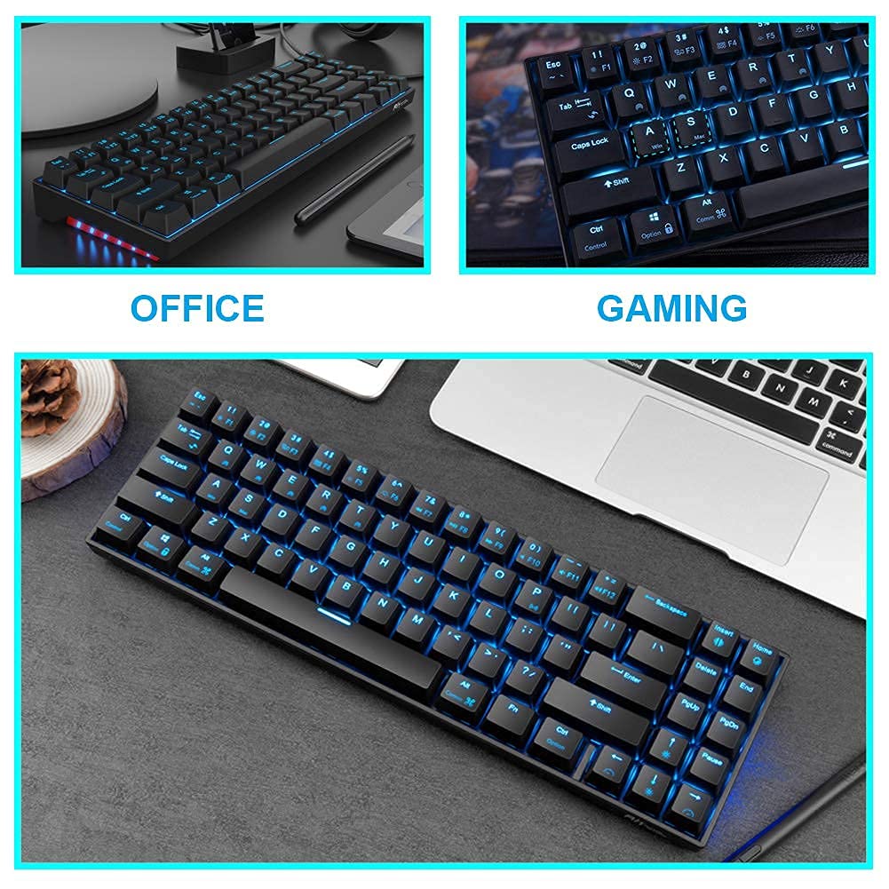 RK ROYAL KLUDGE RK71 Mechanical Keyboard 70% Compact Bluetooth Keyboard 71 Keys,Tenkeyless USB Wired/Wireless Portable Gaming/Office with Stand-Alone Arrow Keys for Windows MacOS (Brown Switch-Black)