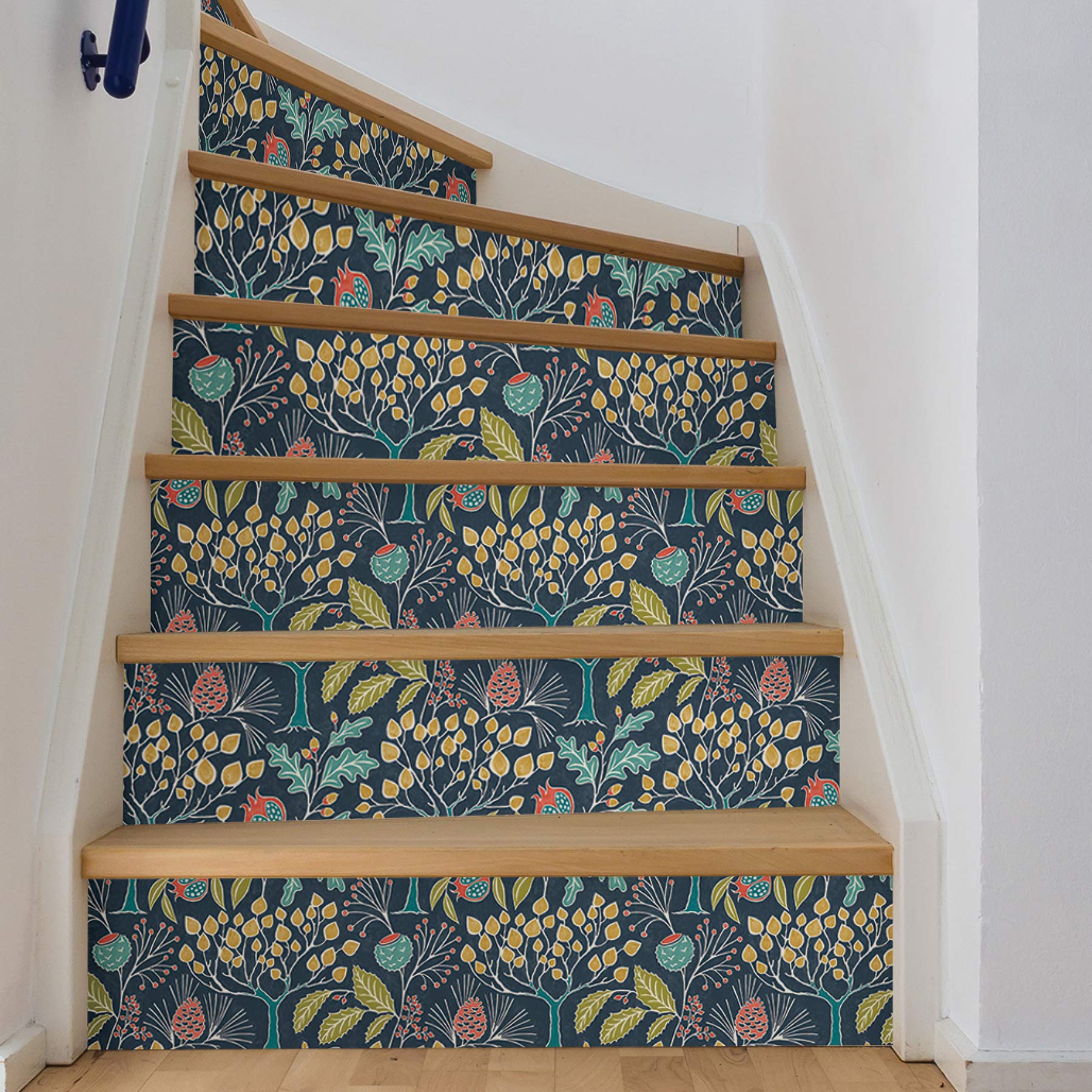 NuWallpaper NU3038 Groovy Garden Navy Peel & Stick Wallpaper, Multicolor