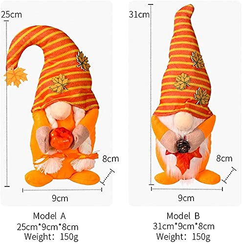 Sunflower Gnome 2Pcs Summer Fall Harvest Plush Gnomes Thanksgiving Decorative Doll Orange Maple Leaf Pumpkin Pine Cone Garden Decoration Home Farmhouse Kitchen Decor Bee Shelf Tiered Tray Ornaments