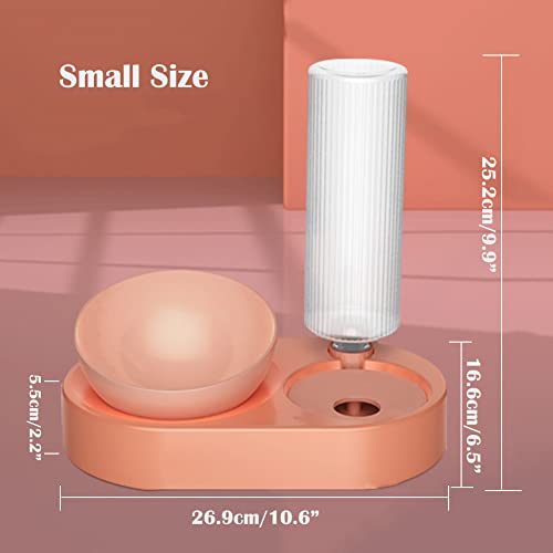 Raised Cat Bowls with Automatic Water Dispenser Bottle, Elevated 0°-15°Adjustable Tilted Pet Food Water Feeder Bowls Stress-Free Suit for Cats Dogs