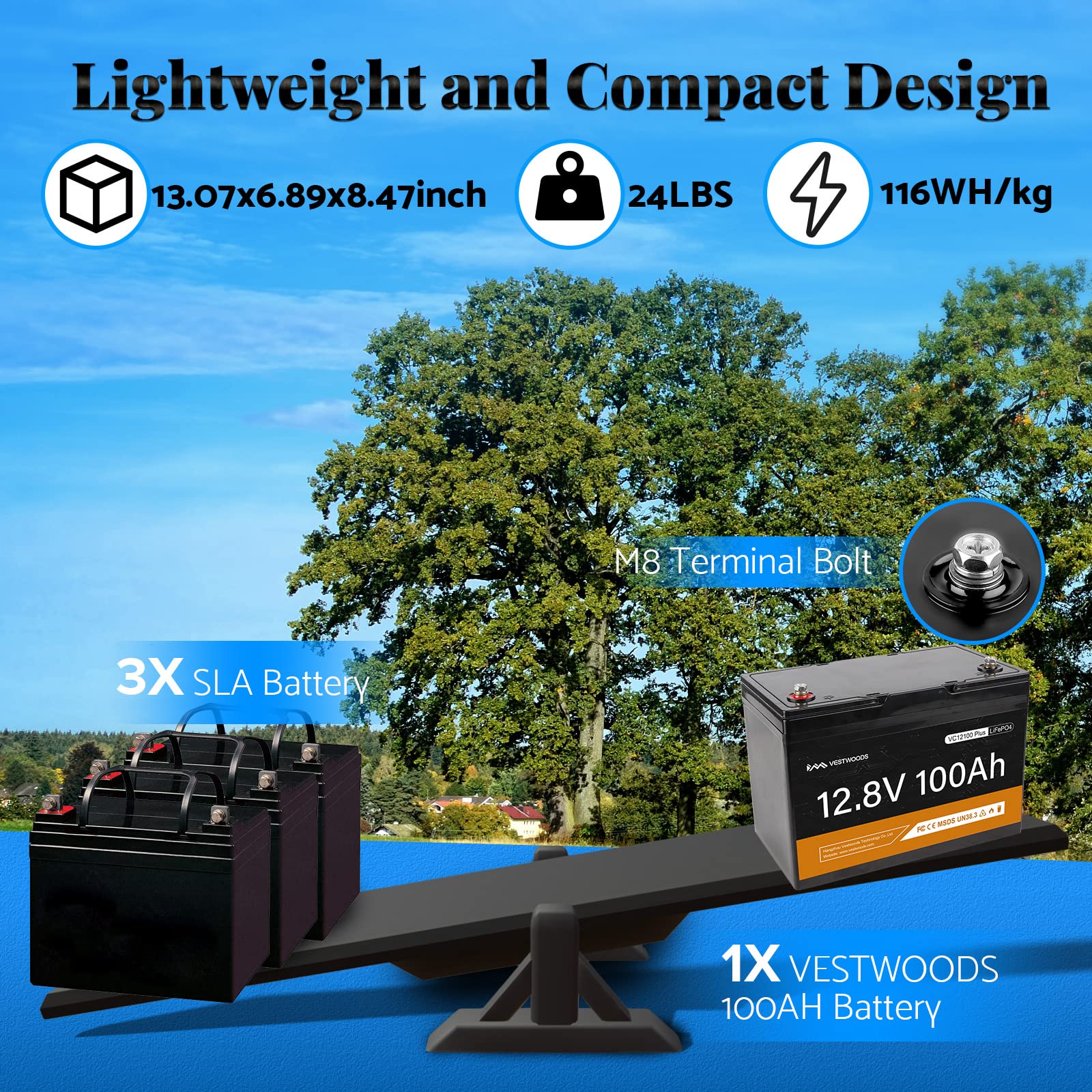 FOIIOE VESTWOODS 14.4V 14.6V 8A, Smart AC-DC Battery Charger, Best Solution for 12 V Lithium Iron Phosphate, Gel Battery, LiFePO4 Battery Deep Cycle Battery…
