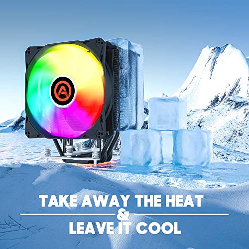 CPU Cooler with 5 Direct Contact Heatpipes, ARESGAME River 5 CPU Air Cooler for Intel/AMD with 120mm SYNC ARGB PWM Fan (5V ARGB Header is Required on Motherboard)