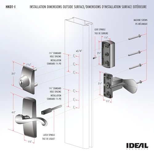 Ideal Security Handle Set with Latch and Keyed Deadbolt, Screen Door Handle, Storm Door Handle, Black