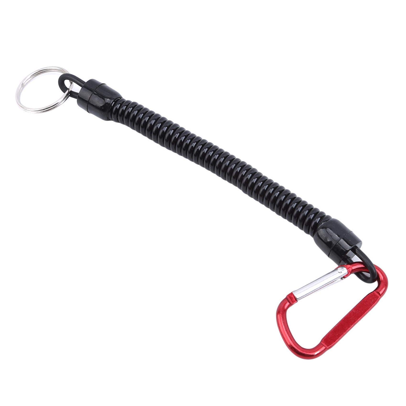 DONGMING Flexible Fishing Lanyards Theftproof Spring Coil Cord Keychain Safety Fishing Ropes,Red