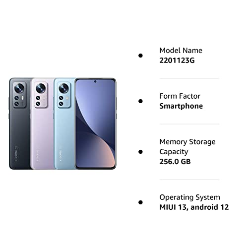 Xiaomi 12 5G + 4G LTE 256GB + 8GB Snapdragon® 8 Gen 1 Global Unlocked 50MP Pro Grade Camera (Not for Verizon Boost At&T Cricket Straight) + (w/Fast Car Charger Bundle) (Gray)