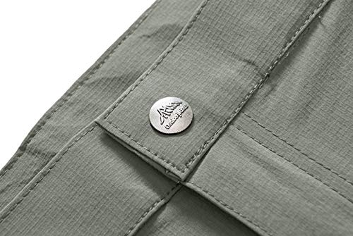 TBMPOY Men's Outdoor Lightweight Windproof Belted Quick-Dry Hiking Pants Thin Sage Green L