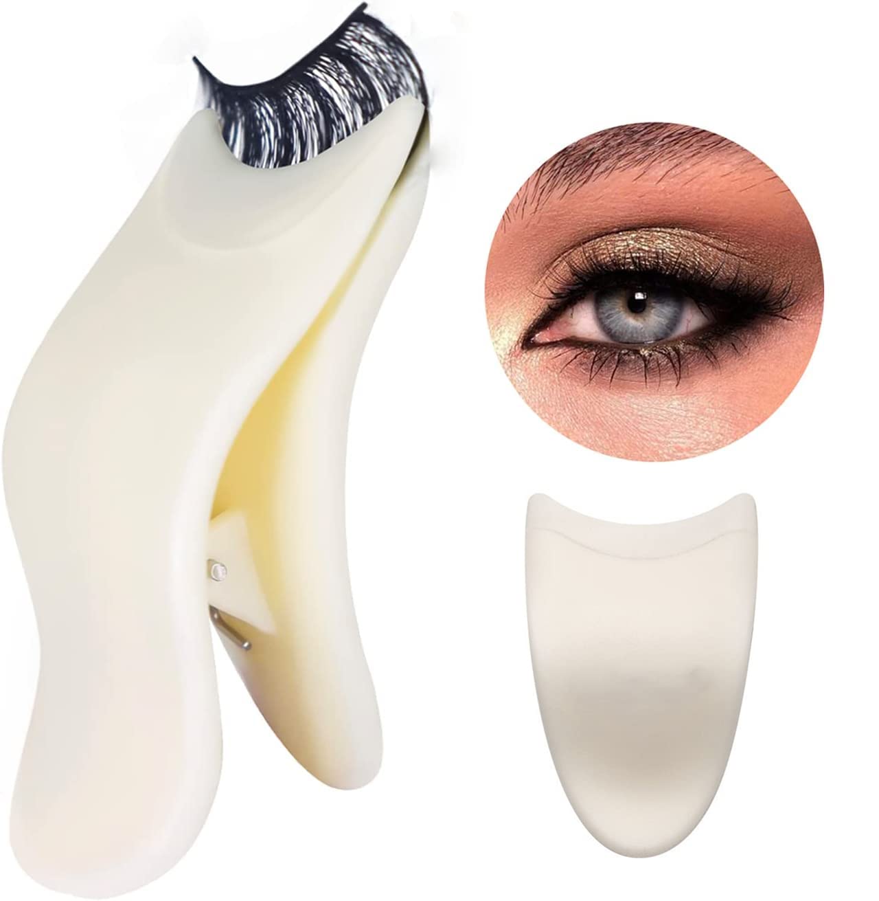 False Eyelash Applicator Tool Eyelash Tweezer Eyelash Clip Clamp Women Makeup Fake Eyelashes Auxiliary Clip Cosmetic Tool for Beginners, Eyelash Tweezers for False Lashes, Eyelashes Buddy Kit 1 Pack