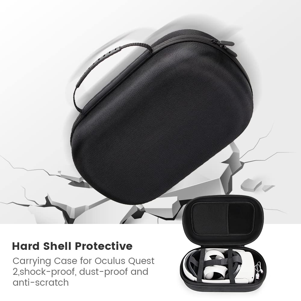 Carrying Case and Silicone Cover Combo Set for Meta /Oculus Quest 2, Shoudler Bag Compatible with Various Head Strap