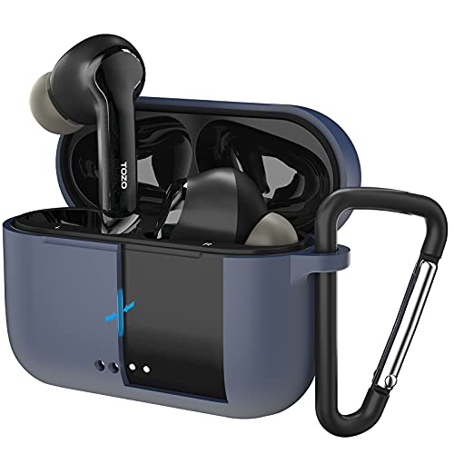 TOZO NC2 Protective Silicone Case Shockproof Soft Skin Cover for TOZO NC2 Earbuds with Front LED Visible and Keychain Blue