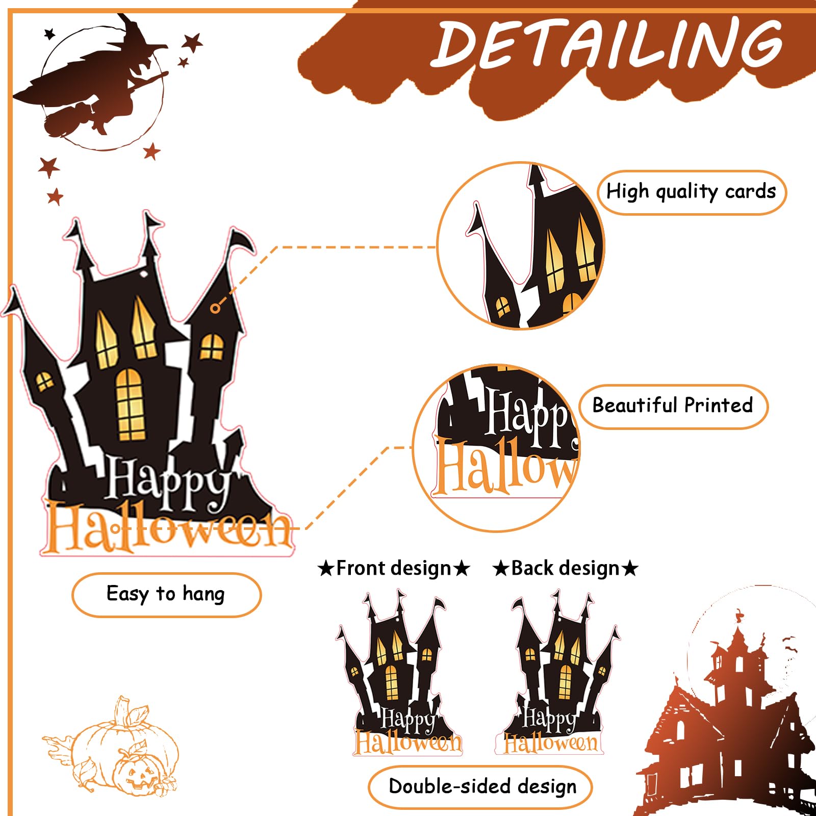 Halloween Hanging Swirl Decorations - 36 Pcs Hanging Halloween Spooky Ceiling Decor with Ghost Pumpkin Skull for Home Indoor Outdoor Party Office Halloween Party Decor Supplies