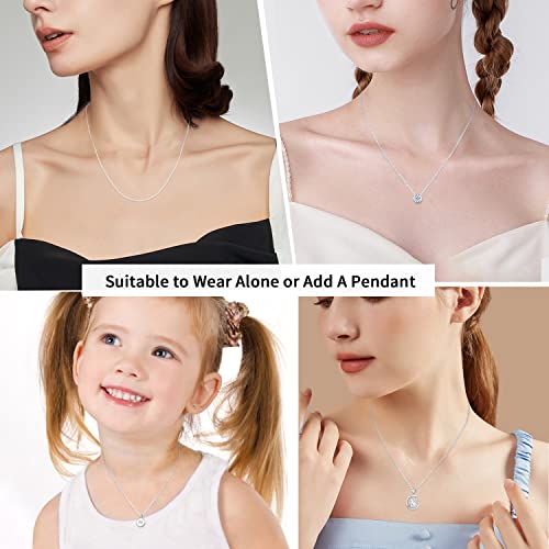 Jewlpire Solid 925 Sterling Silver Chain Necklace for Women Girls, 1.3mm Cable Chain Silver Chain for Women Thin & Dainty & Shiny Women's Chain Necklaces 18inch