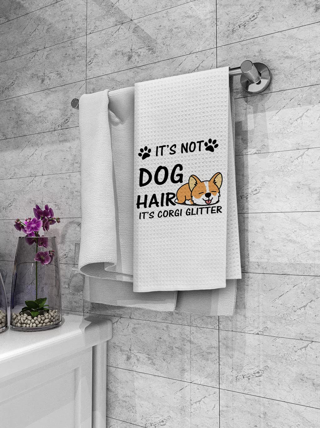 Dibor It’s Not Dog Hair It’s Corgi Glitter Kitchen Towels Dish Towels Dishcloth,Funny Corgi Dog Decorative Absorbent Drying Cloth Hand Towels Tea Towels for Bathroom Kitchen,Dog Lovers Girls Gifts