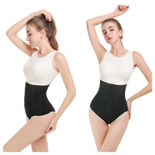QHTETK Waist Trainer Corset cincher for Women Body Shaper Tummy Control Sports Workout with Adjustable Hooks (Black, Large)