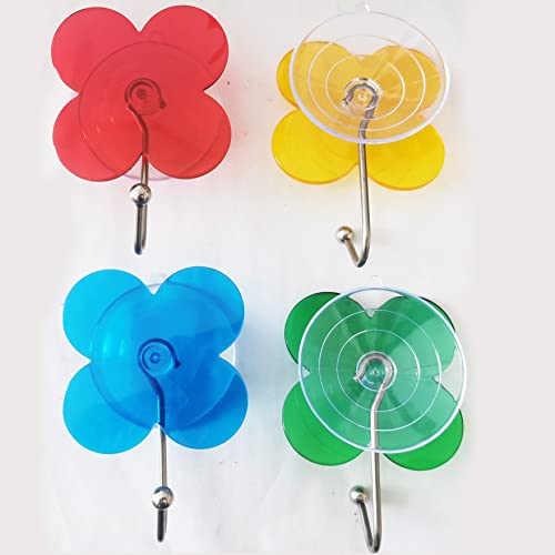 JZMYXA Suction Cup Hooks 2.36 Inches Flower-Shaped PVC Suction Cups Rust-Proof Metal Hook Heavy Duty Suction Cup Holds Up to 7 lbs, for Smooth Glass Smooth Tile Smooth Metal(8 Pack)