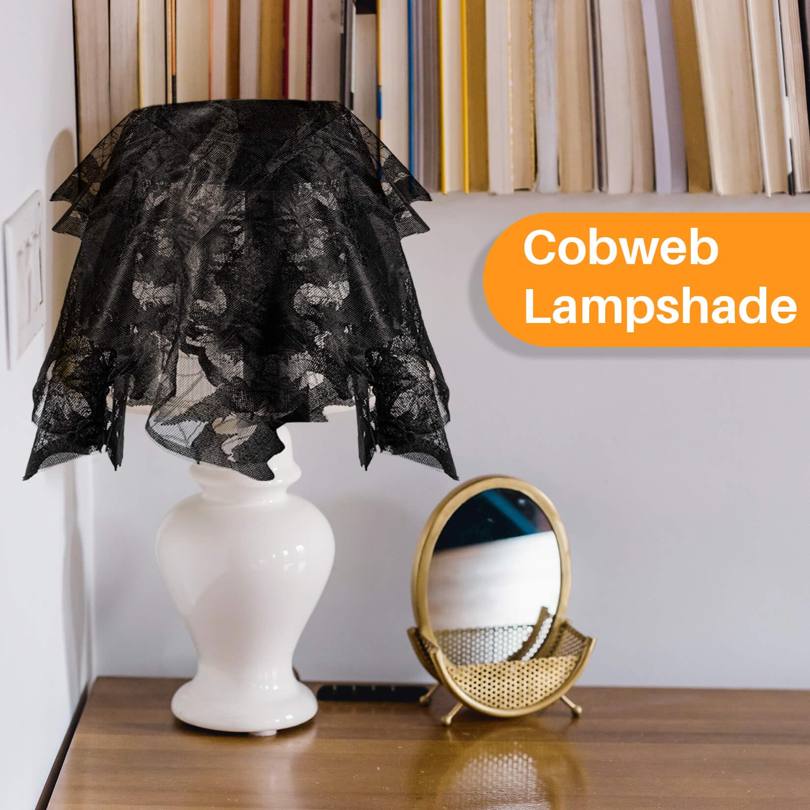 Halloween Party Decorations Indoor - Halloween Decor Set included Spider Web Fireplace Scarf Spider Web Table Runner And Cobweb Lampshade Perfect for Halloween Home Party Supplies Spider Web Decorati