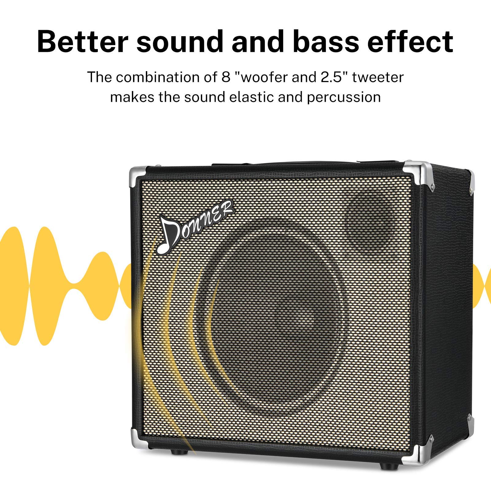Donner DPB-510S Full-Size Full Size 4 Strings Electric Bass Guitar Sunburst Beginner Starter Kit with Bag & 30W Bass AMP Bass Combo Amplifier DBA-30