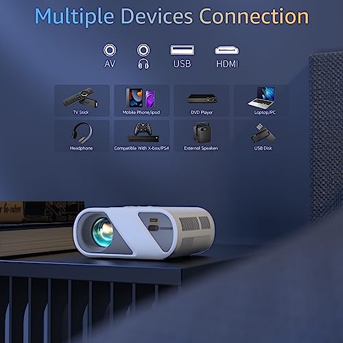 Mini Full HD Projector, Portable Movie Home Outdoor Projector, Compatible with HDMI, USB, Laptop, TV Stick, PS5, iOS & Android, U Disk, Game Console