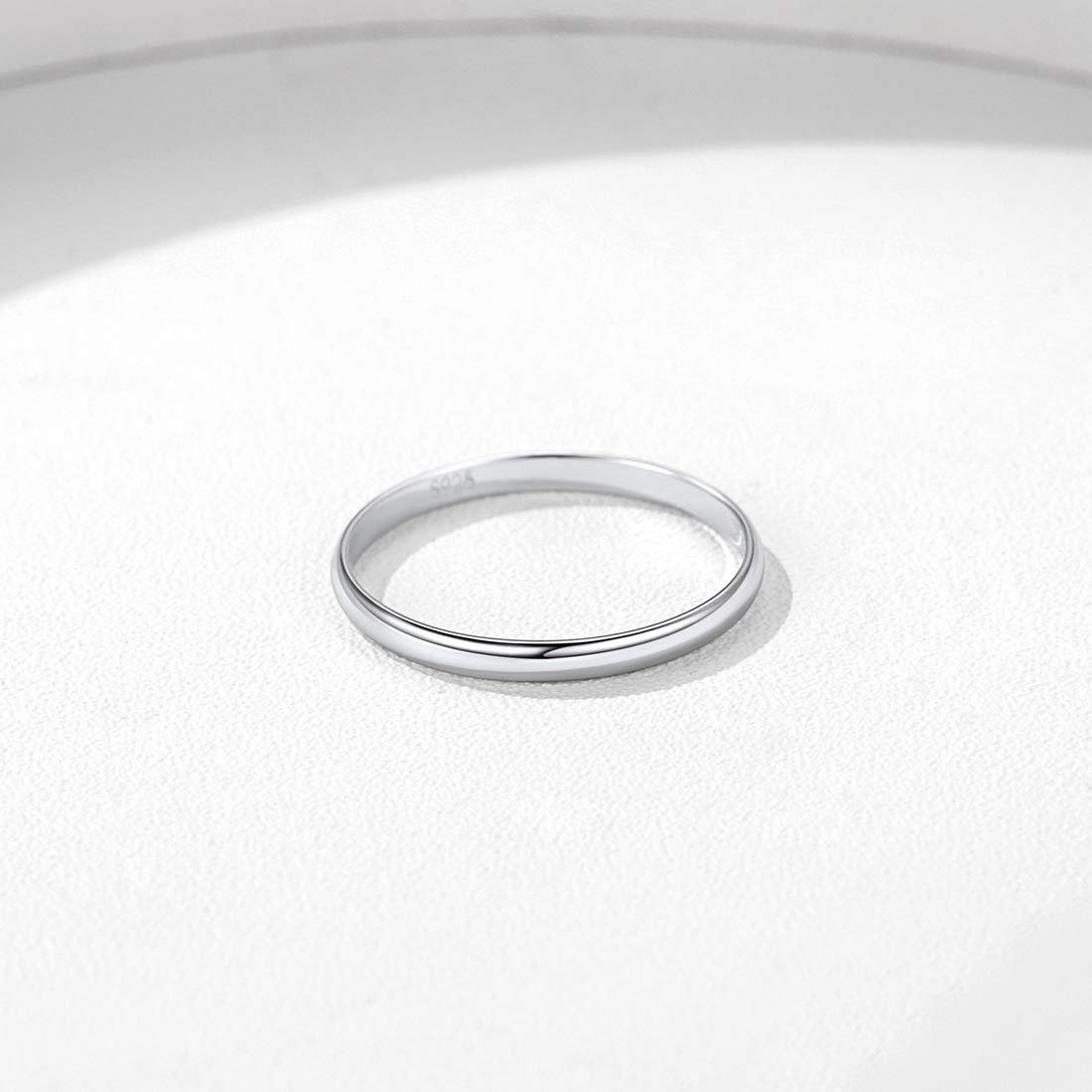 ChicSilver 2mm Silver Rings for Women High Polish Plain Dome Tarnish Resistant Comfort Fit Sterling Silver Promise Rings for Her Size 8