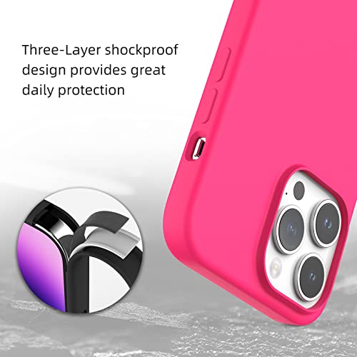 K TOMOTO Compatible with iPhone 14 Pro Max Case for Women, [Drop Protection] [Anti-Fingerprint] [Anti-Scratch] Shockproof Soft-Touch Silicone Phone Case for iPhone 14 Pro Max 6.7", Hot Pink