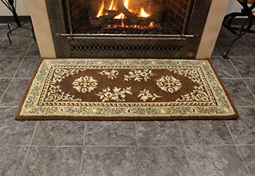 Minuteman International Coffee Oriental Wool Hearth Rug, Rectangular 56 in x 26 in