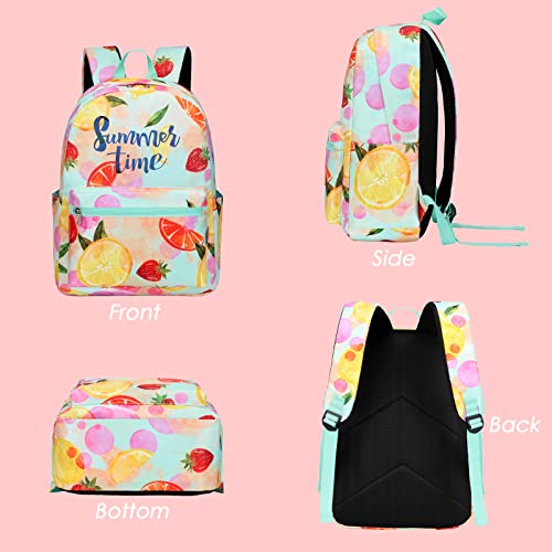 Dafelile Backpack with Pencil Case Set for Girls, 2 in 1 School Bookbag Set Cute Cartoon Lightweight Schoolbag for Kindergarten Elementary School Girls