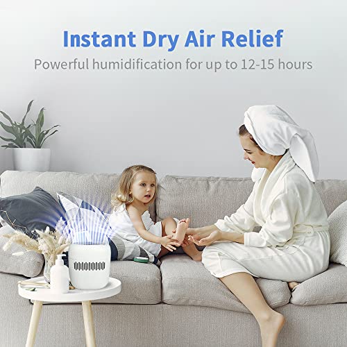 DobeTiny Humidifiers for Bedroom,No Mist Evaporative Humidifier(2.5L), Replaceable Filter with Adjustable night light,Auto Shut-Off