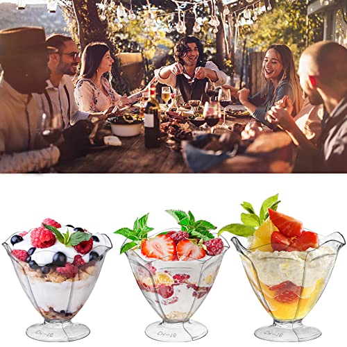 Dicunoy 50 Pack Dessert Cups with Spoons, 3.5 oz Disposable Plastic Mini Dessert Shooter Cups, Clear Parfait Appetizer Tasting Cups for Ice Cream, Mousse, Pudding, Wedding, Picnic, Party