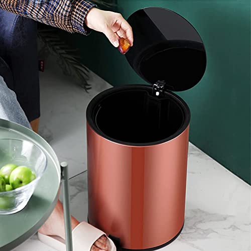 JGATW Garbage Can Step Stainless Steel Trash Can Wastebasket Garbage Container Bin Removable Liner Bucket Home for Home Office (Color : Rojo, Size : 26.5 * 35cm)