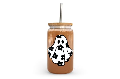 Halloween Ghost UV DTF Transfers, 4x4in Set of 8, Rub on Transfers Stickers for Crafting, DIY Waterproof Decals UV DTF Transfer Sticker for 16OZ Glass Cups