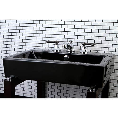 Kingston Brass NS4463AL Water Onyx Widespread Bathroom Faucet, Polished Chrome/Black Stainless Steel