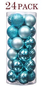 Christmas Balls, 24pcs 1.57" Small Size Christmas Tree Ornaments Hanging Christmas Home Decorations for Home House Bar Party(Blue)