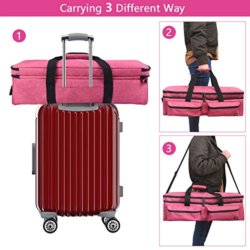 Craft Double-Layer Tote Bag Compatible with Cricut Explore Air, Air 2, Maker and Silhouette Cameo 3, Tool Carrying Case for Cutting Machine and Supplies Travel Bag,Red