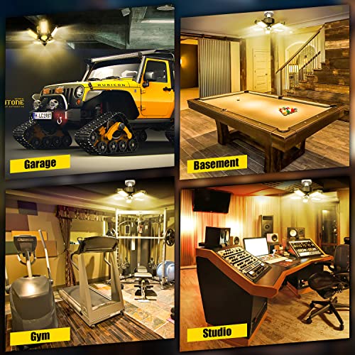 Citiuplift LED Garage Light 2 Pack 100W Warm White Garage Lights Ceiling LED 10000LM Deformable Led Garage Lights 3000K with 5 Panels E26/E27 Base Led Shop Lights for Garage Basement