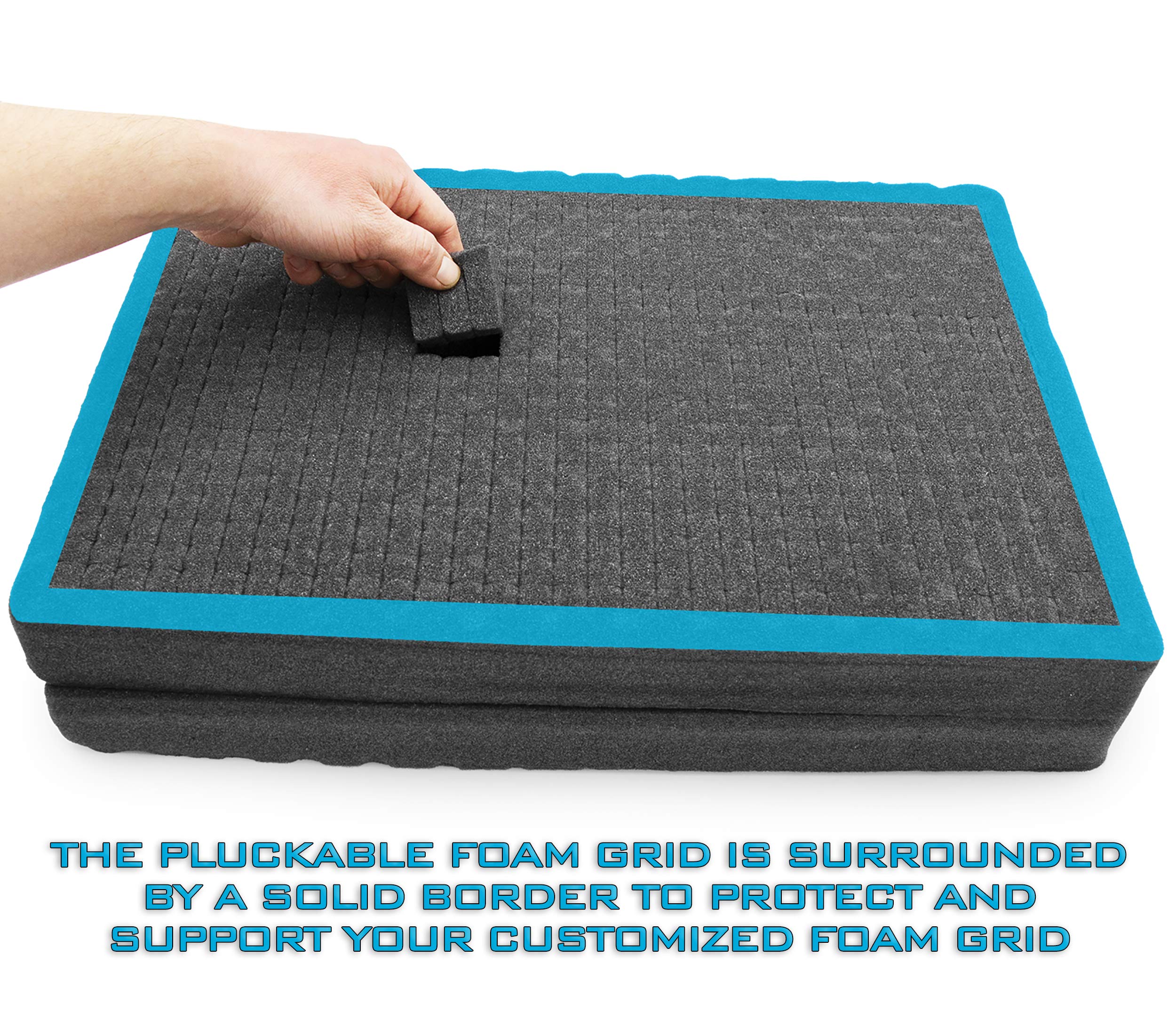 CASEMATIX 3 Pack Gun Case Foam Customizable Insert with Three Pluck Foam Sheets for Gun Cases, Foam Padding, Packing Foam, Tool Foam, Kaizen Foam - 20" x 13.75" x 1.75" Each