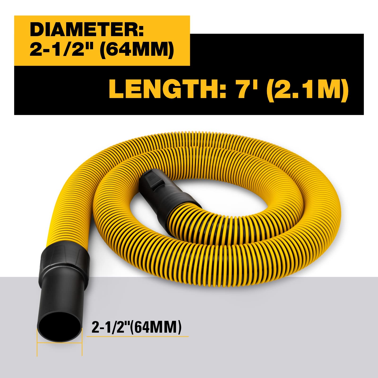 DEWALT DXVA19-2501 Durable Vacuum Hose, Compatible With DXV12P DXV14P DXV16P DXV16PA DXV16S, Yellow