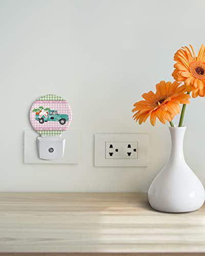 Happy Easter Truck Bunny Night Lights Plug into Wall, Pink Green Buffalo Blue Auto Round LED Lights with Dusk to Dawn Sensor for Bedroom, Bathroom, Hallway, Kitchen, Kids, Home Decor