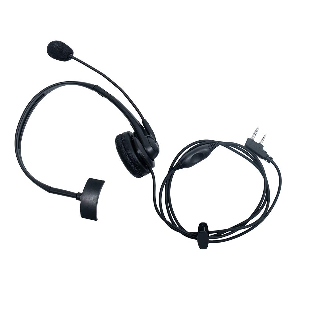 Caroo Walkie Talkie Earpiece Noise Cancelling Headphone Overhead Headset for Kenwood HYT Puxing Wouxun Baofeng uv-5r bf888s tk3300 Lt-2288 Lt-3107 Lt-3188 Lt-3260 Lt-3268 Two Way Radios 2 pin