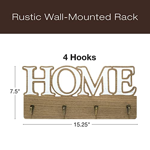 EXCELLO GLOBAL PRODUCTS Rustic Home Wall Mounted Coat Rack with 4 Hooks. Overall Size is 16" x 7". Use as Coat Rack, hat Organizer, Key Holder. Perfect for Entryway, Kitchen, Bathroom, Hallway