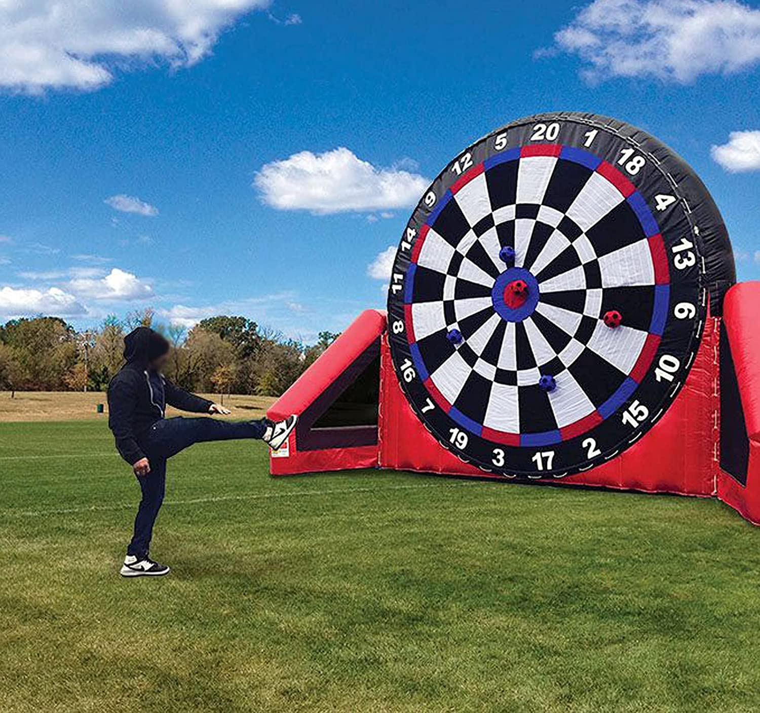 Dartboard Inflatable Soccer Ball Kick Darts with Magic Tape (Black-Yellow)