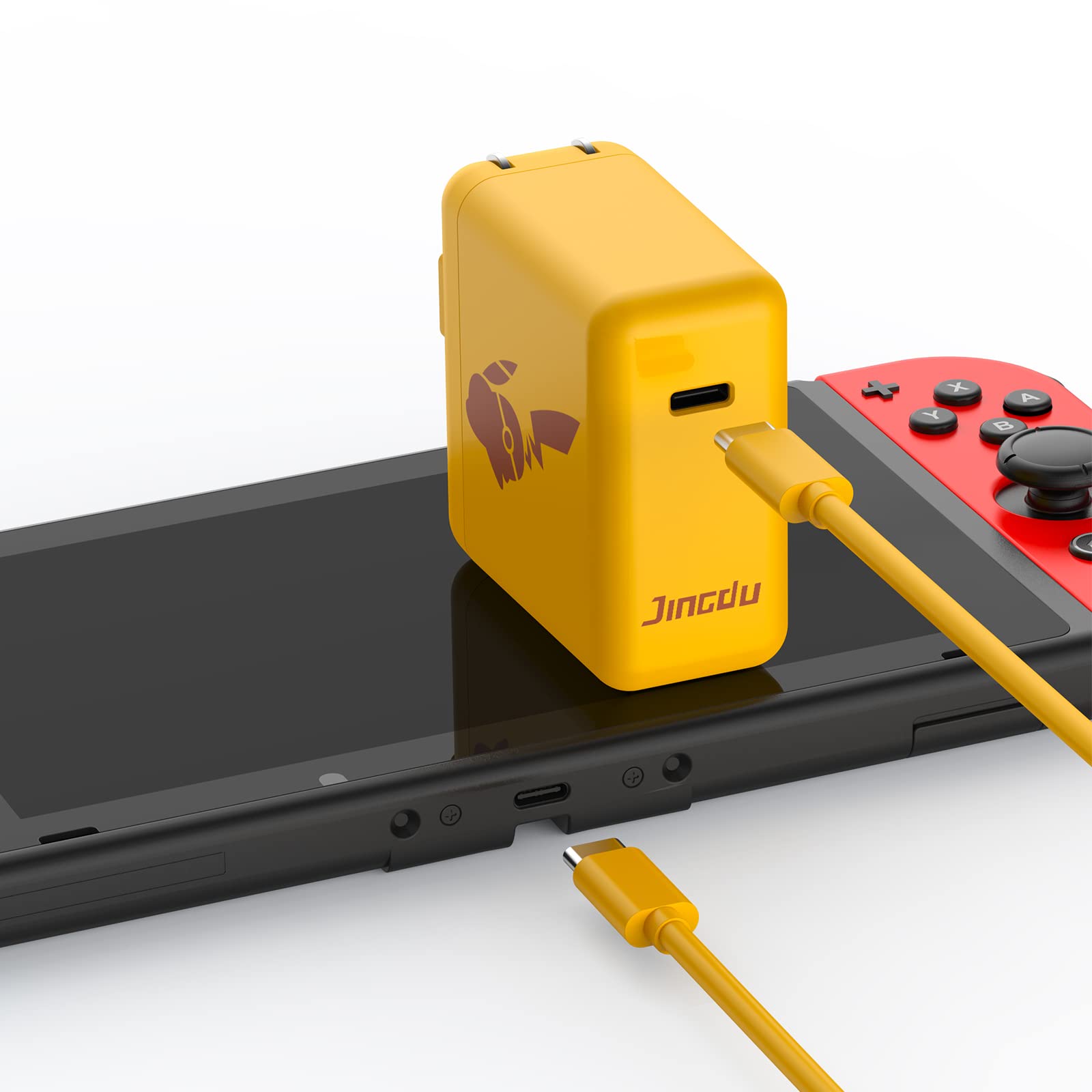 Charger Compatible with Nintendo Switch or OLED Model, Samsung S10, Fast Travel Charger with 1M Type C Cable, 45W AC Adapter, Supports Nintendo Switch Dock Station and TV Mode, Yellow