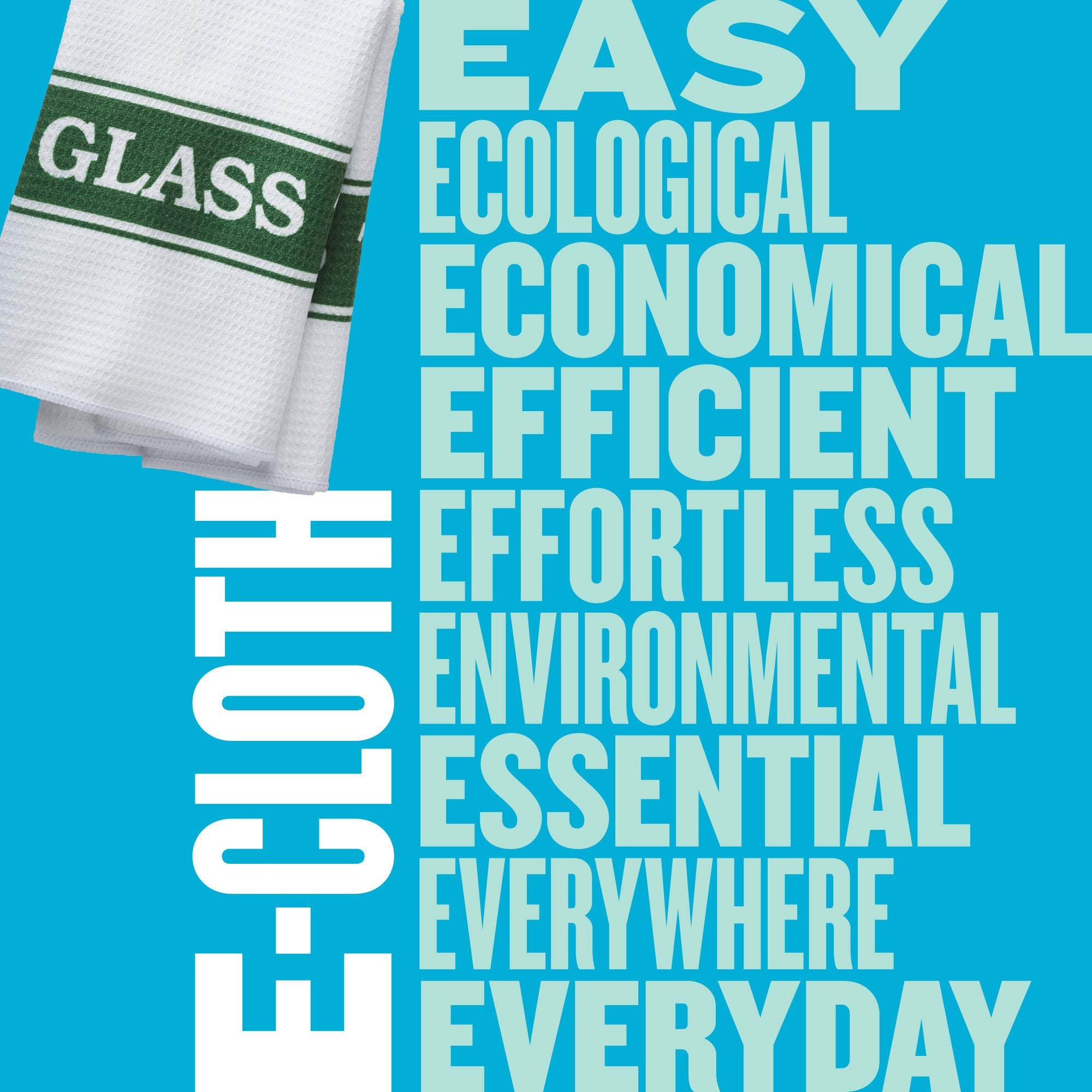 E-Cloth Glassware Drying & Polishing Towel, Premium Microfiber Glass Cleaner and Dryer, Great for Windows, Glass and Mirrors, Washable and Reusable, 100 Wash Guarantee, 1 Pack