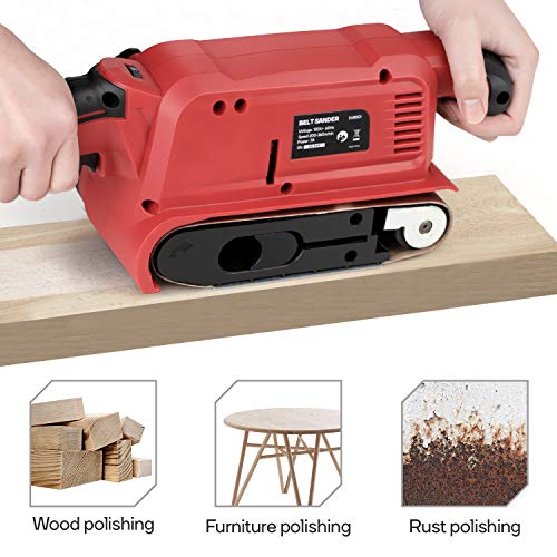Excited Work 7Amp Belt Sander with 20 Pcs Sanding belt, 3 x 18 Inch Belt Sander with Screw Clamps,Dust bag — Sanders for Derusting, Stripping Paint and Polishing,EWBS01D