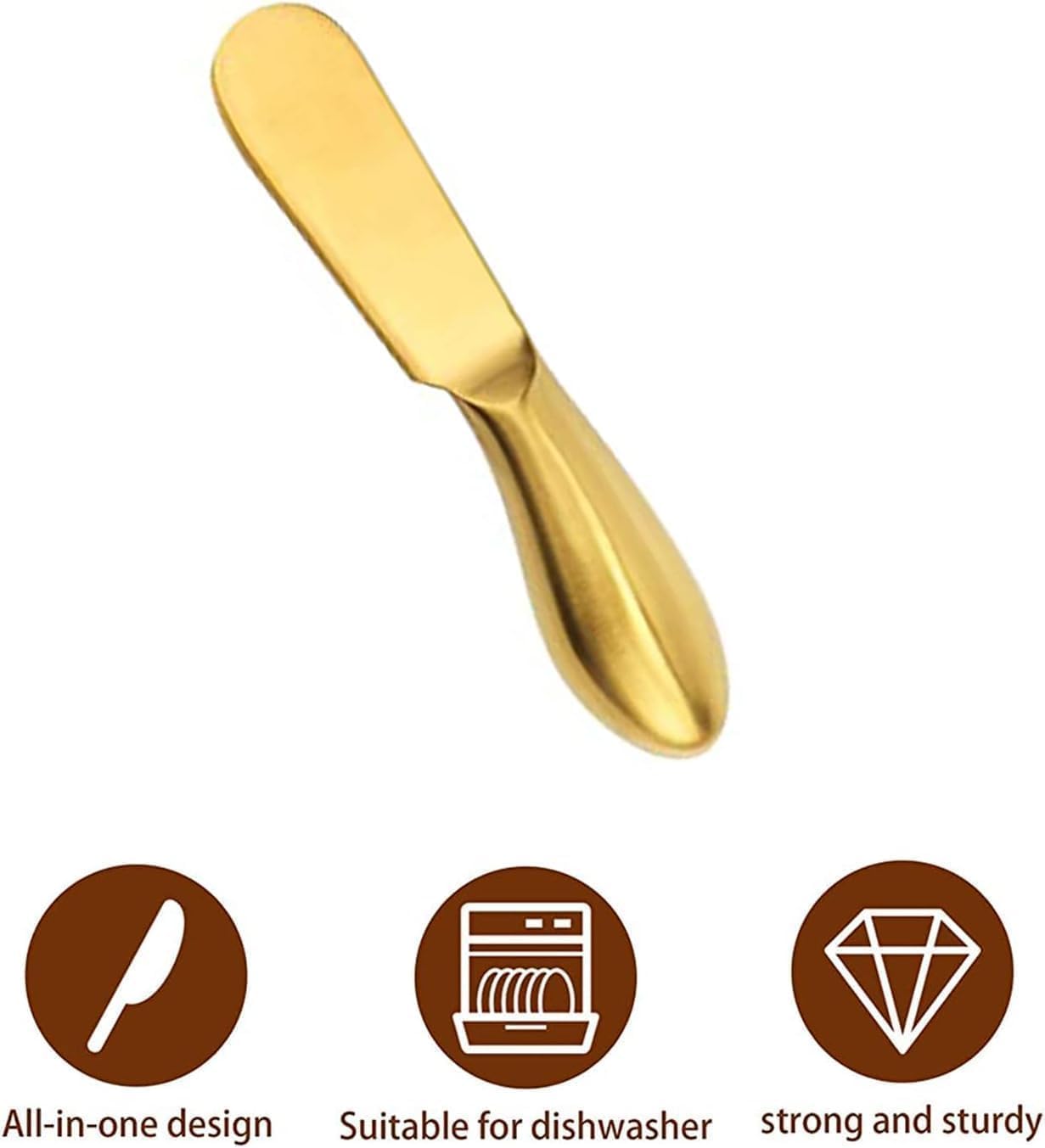 HSHQING 2Pcs Golden Butter Knife, Cheese and Butter Spreader Knive Set One-piece Stainless Steel for Home Breakfast Use, Deluxe Sandwich Cream Cheese Condiment Knives Flatware