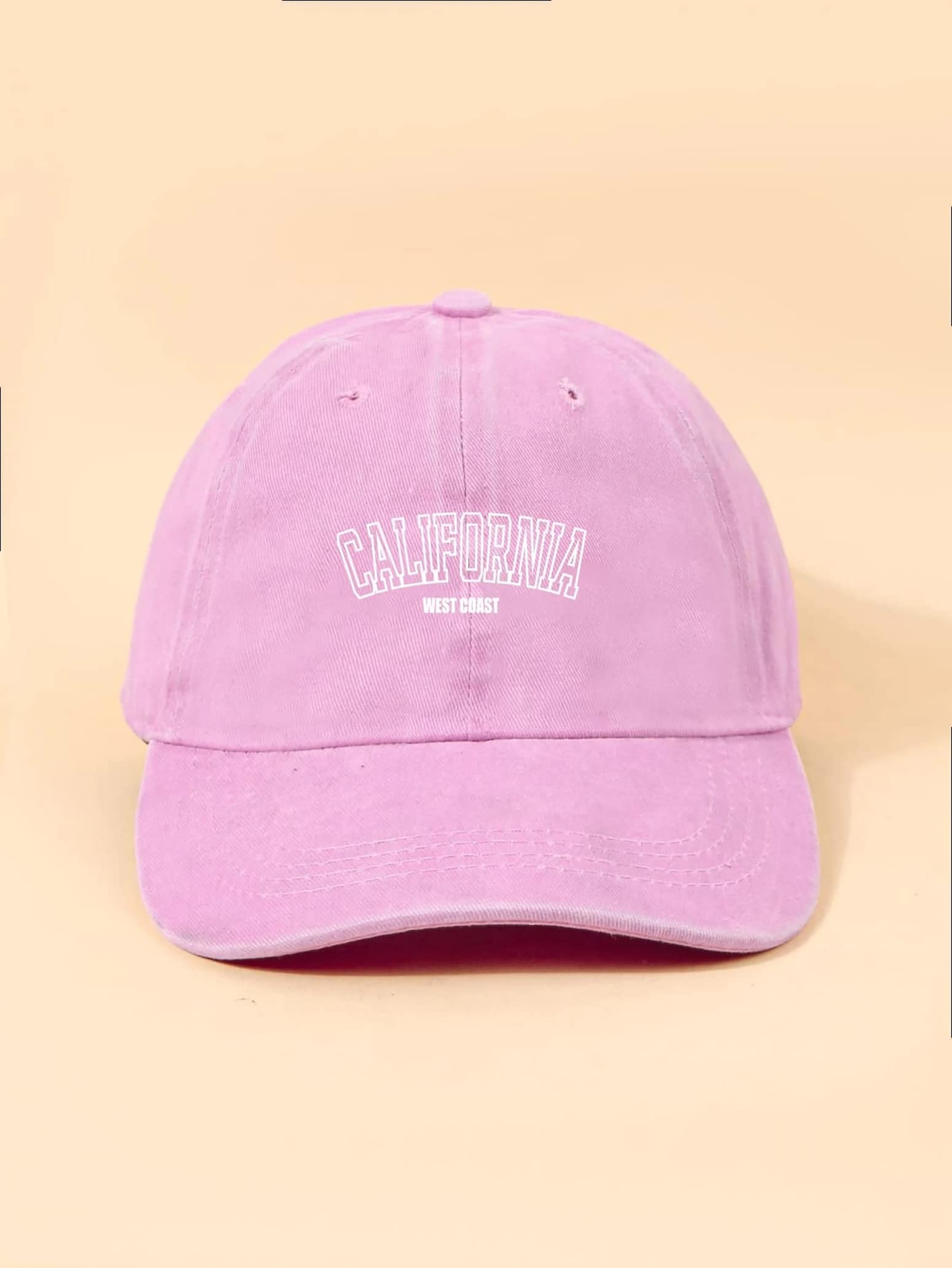 Cioatin California Letter Graphic Cotton Washed Baseball Caps Men and Women Low Profile Dad Hat Adjustable Buckle Closure (One Size US Women, Pink)