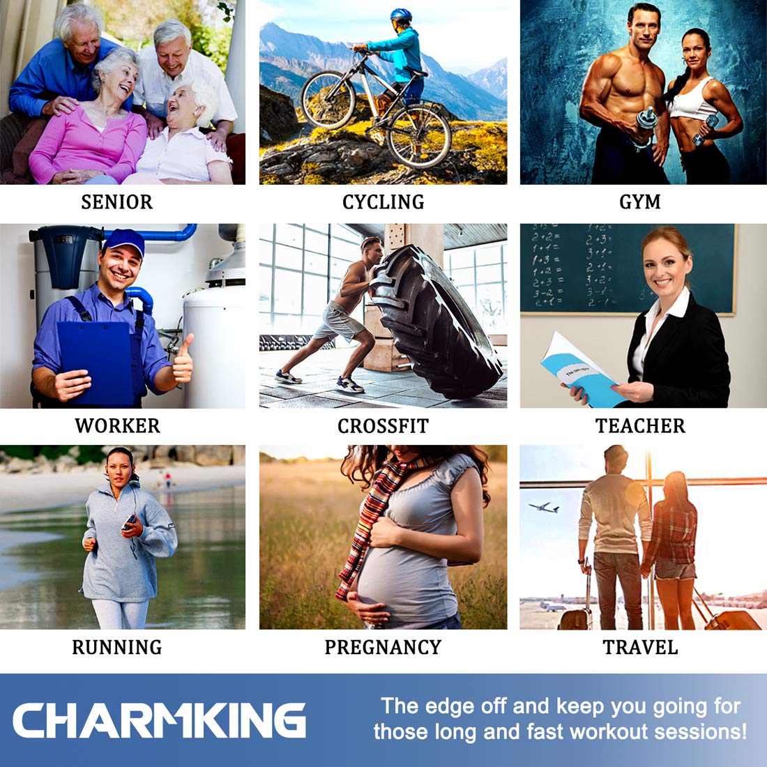 CHARMKING Compression Socks for Women & Men Circulation (3 Pairs) 15-20 mmHg is Best Athletic for Running, Flight Travel, Support, Cycling, Pregnant - Boost Performance, Durability (S/M, Multi 55)