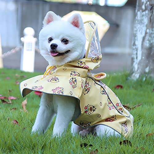UVTQSSP Reflective Dog Raincoat with Adjustable Hooded and Hook & Loop, Waterproof Slicker, Lightweight Rain Poncho Pattern Dog Jacket for Size Small and Large Puppies Yellow M