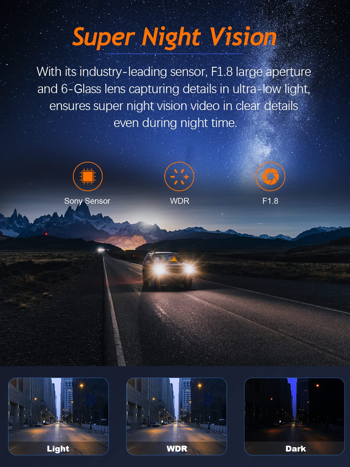 Dash Cam Front and Rear 4K+1080P WiFi Dash Camera for Cars with App, 24 Hours Parking Mode, G-Sensor, Loop Recording, Support 256GB Max