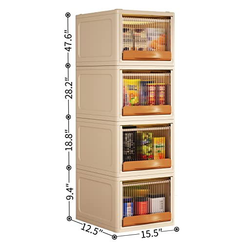 Plastic Drawers, Stackable Storage Drawers, 4 Drawers Plastic Storage, Storage Drawers Organizer for Bathroom, Two Way Opening Drawers for Clothes, Storage Bins with Drawers, Under Desk Storage Drawer